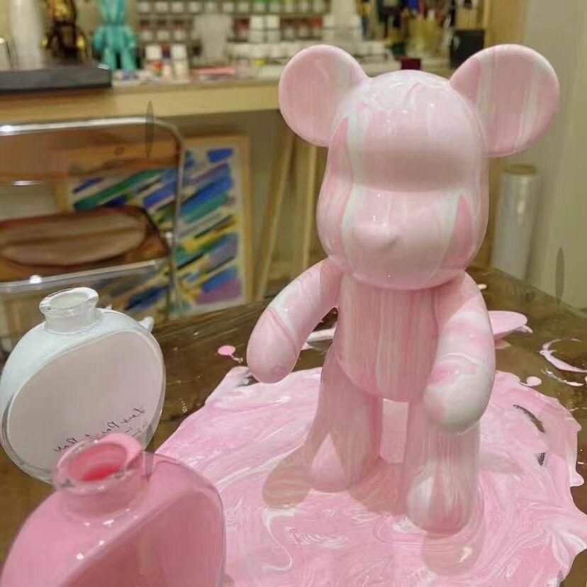 Набор для творчества мишка с красками Bearbrick fluid art 23 см Белый черный красный 1 pcs