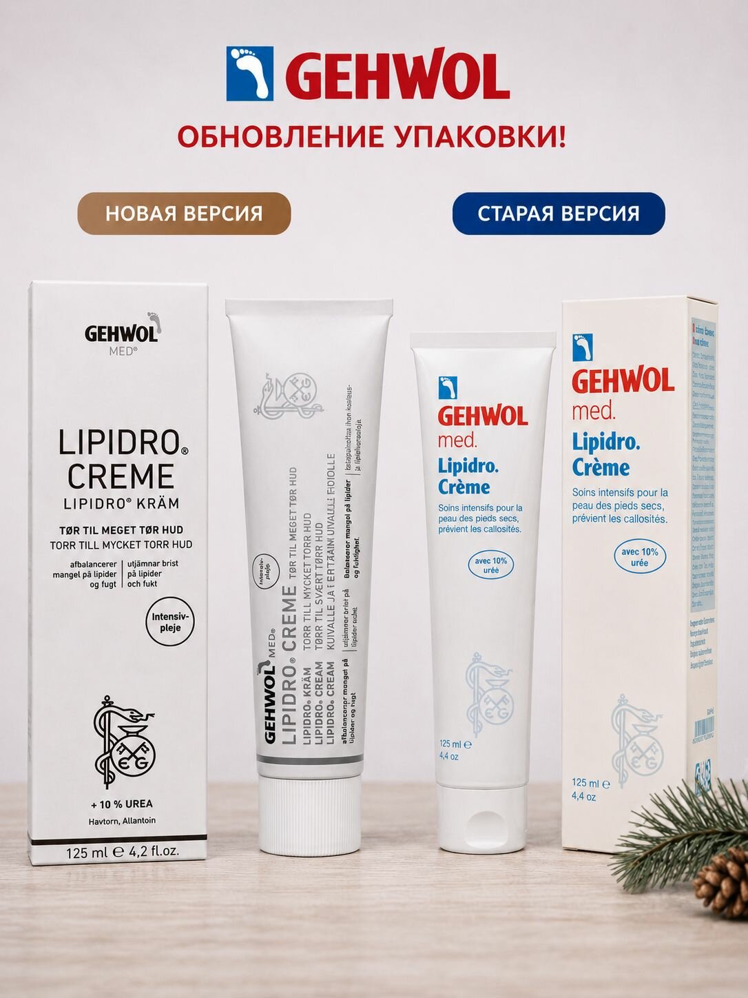 75 мл. Увлажняющий крем для ног Gehwol Lipidro Creme для сухой кожи - Геволь Гидро-баланс