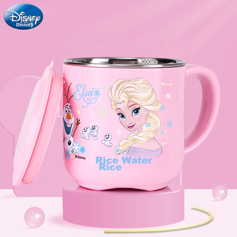 Стильная водяная кружка Disney для детей с метками объема, прочная нержавеющая стальная чашка с крышкой для дома