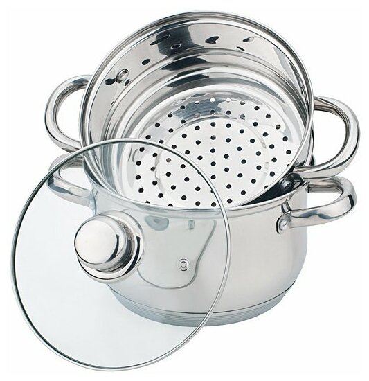 Кастрюля-пароварка 933-503 , 2-х ярусная, 3 предмета, 3,4л