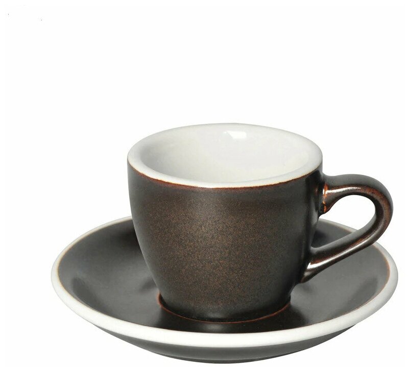 Чашка с блюдцем LOVERAMICS Egg, 80 мл, фарфор, черная (C088-90BGU/C088-91BGU)