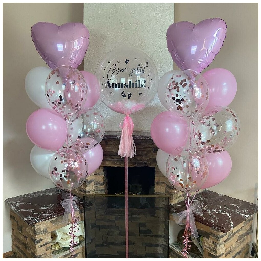Воздушные шары с гелием для девочки на День Рождения набор шаров для девочки