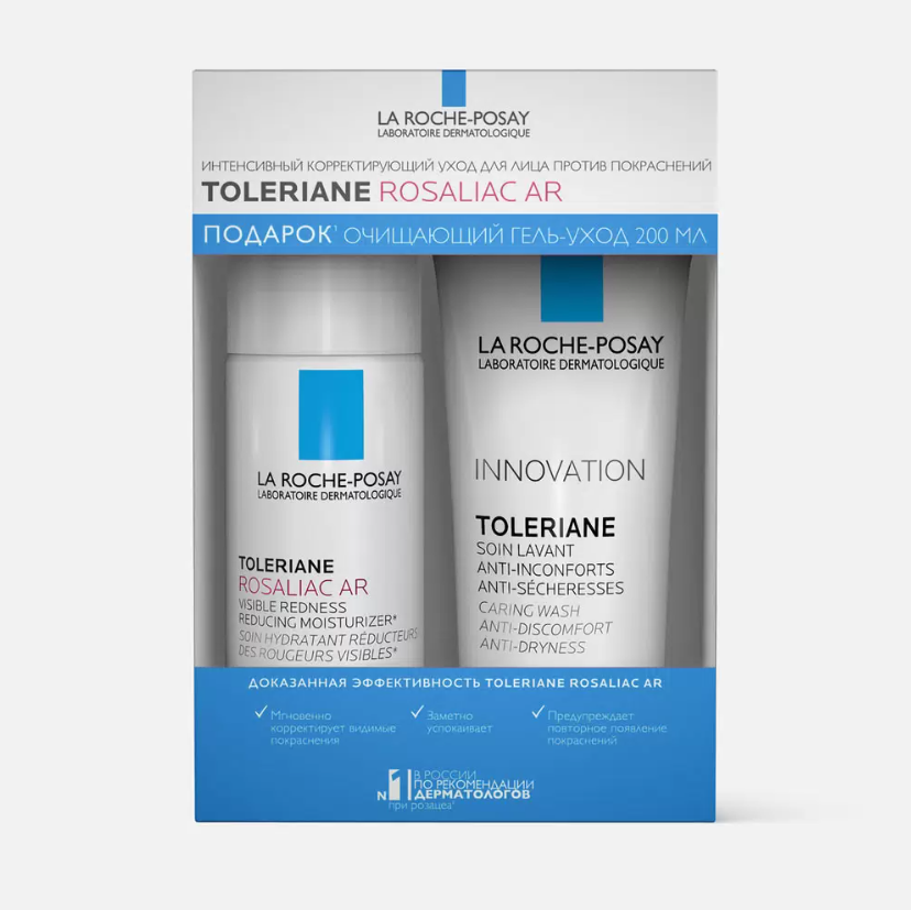 La roche posay Набор Toleriane Rosaliac AR интенсивный корректирующий уход, 40мл + подарок Очищающий гель-уход 200 мл