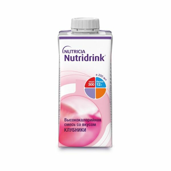 Питание лечебное диетическое высококалорийное со вкусом клубники Nutridrink/Нутридринк 200мл