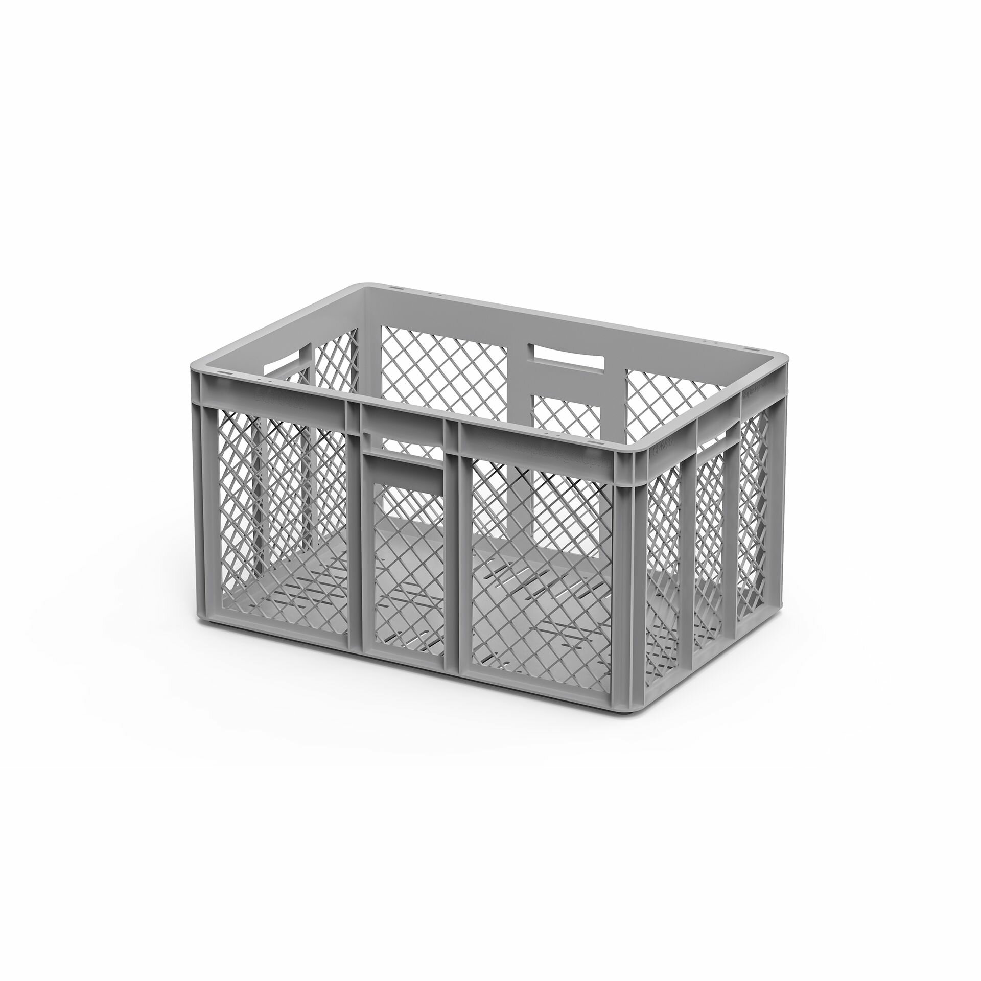 Ящик пластиковый, Евроконтейнер, перфорированный 600x400x320 мм, серый