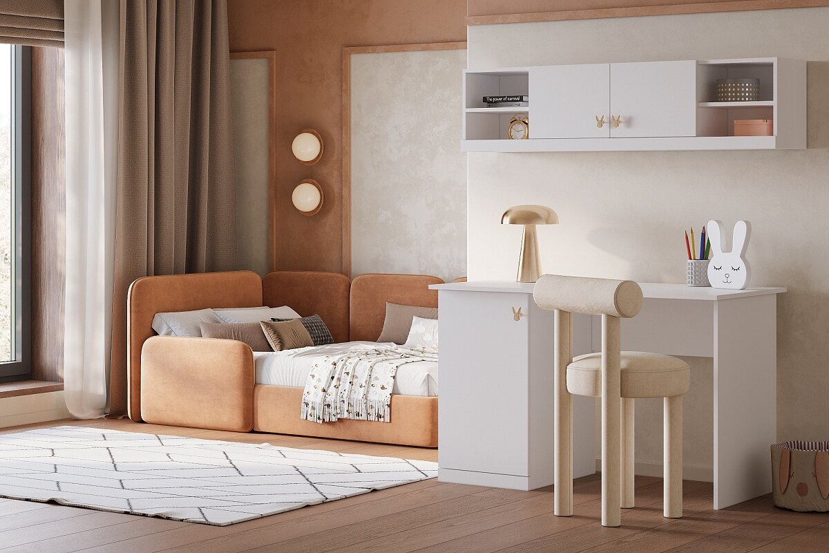 Детская стенка МебельЛэнд24 Банни Mini - 12 Белый 150x60 со столом