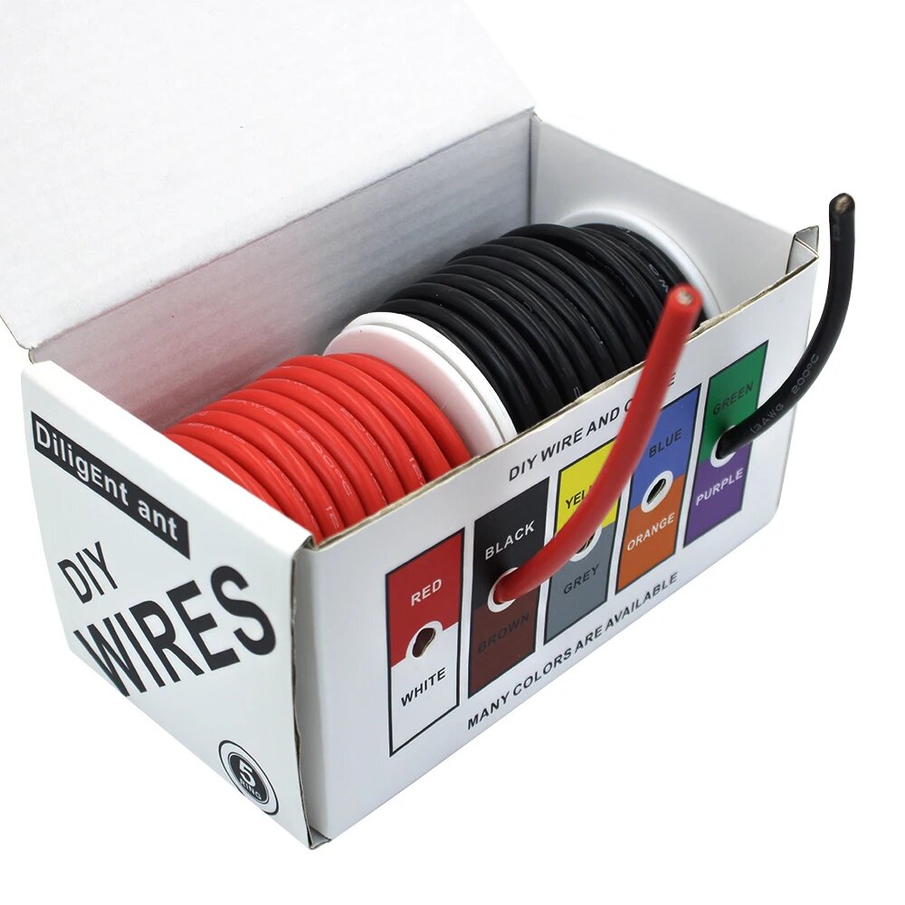 Силиконовые провода 26 AWG, 100 метров, красный/черный