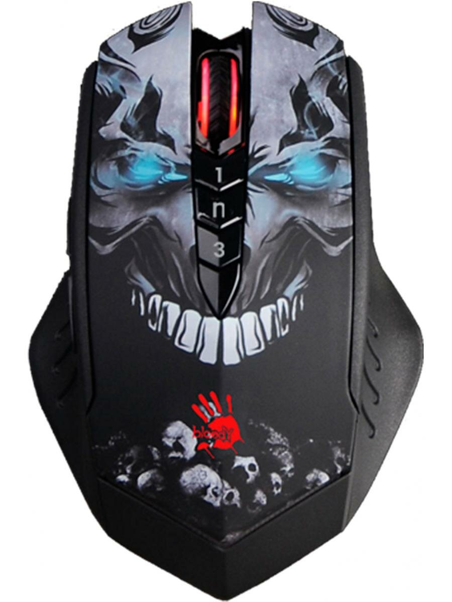 Мышь A4TECH Bloody R80 Plus Skull черный/рисунок (R80 PLUS (SKULL))