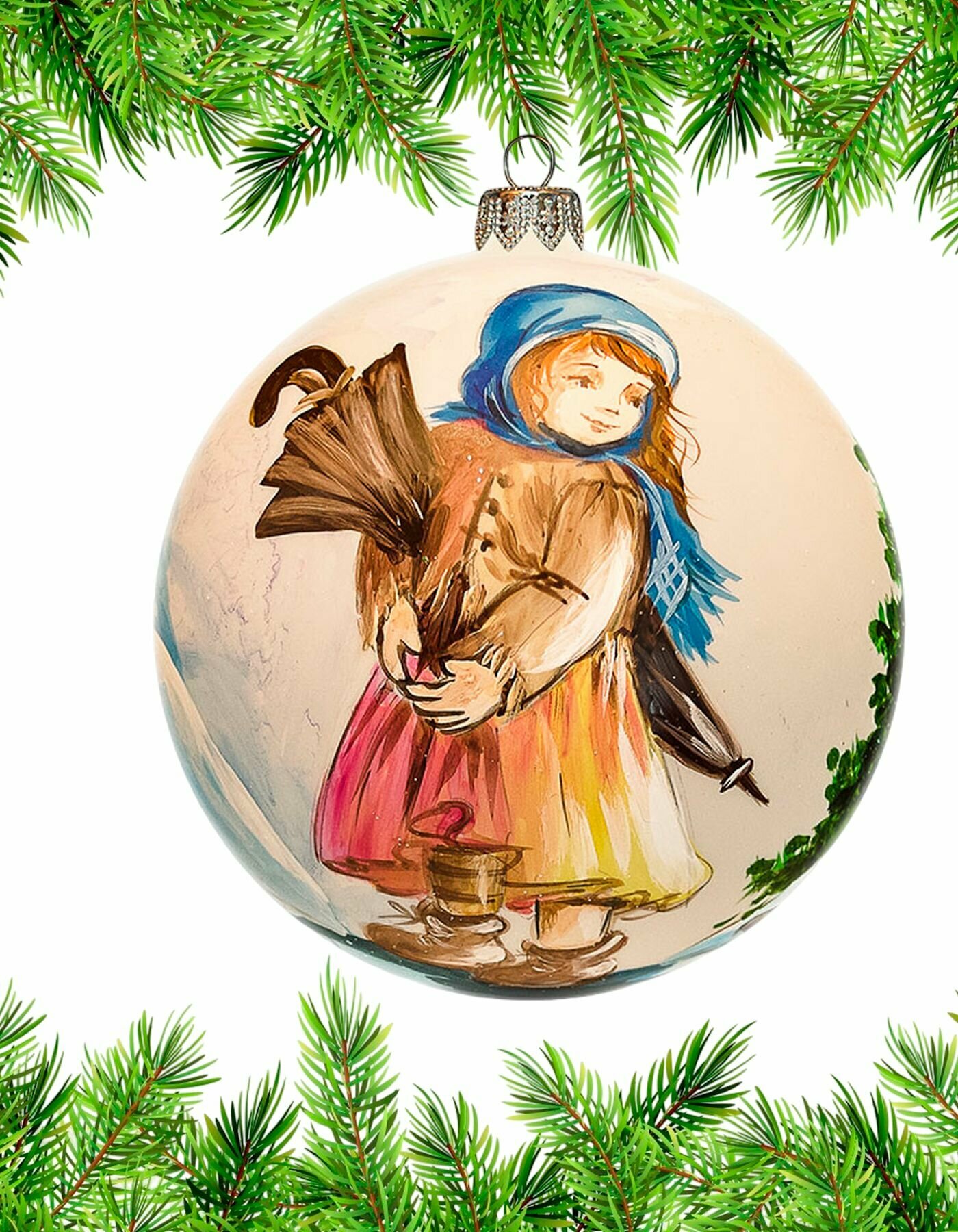 Елочный шар "Девочка в платке"