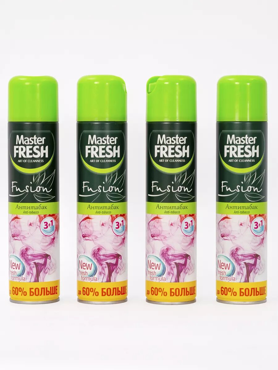 Освежитель воздуха "Антитабак", аэрозоль, набор 4 шт, 300мл, зеленый