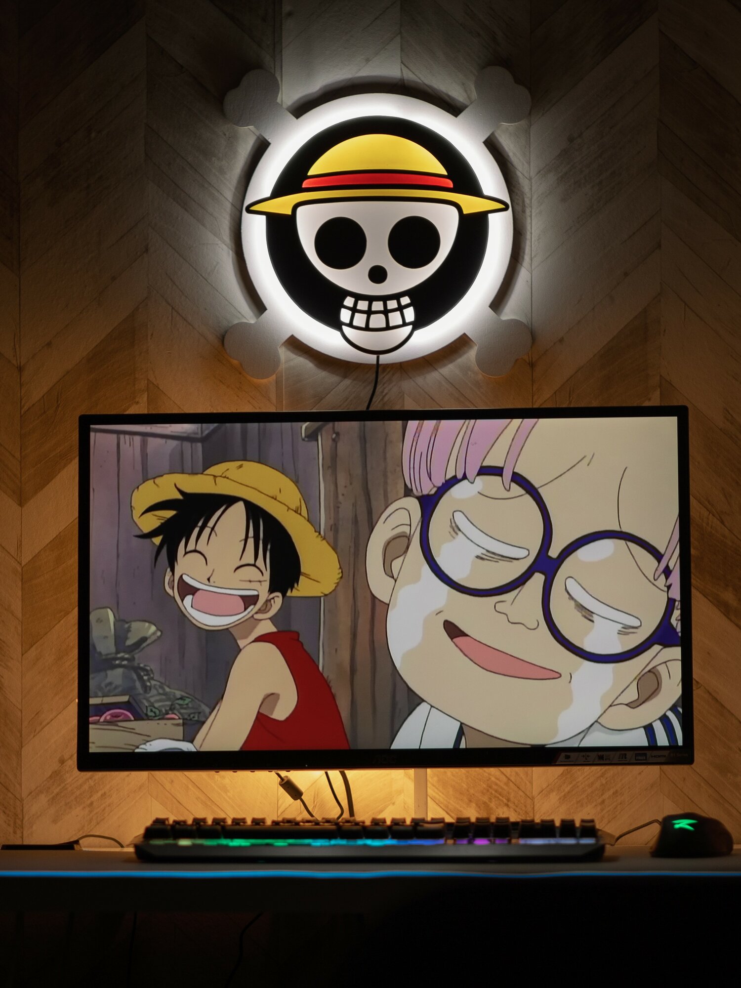 Настенный светильник по аниме One Piece, цвет подсветки белый