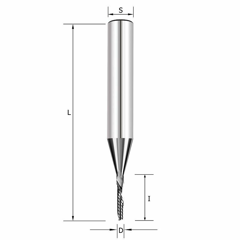 Фреза спиральная Z1 D=3x17x60 S=8 (нижний рез) по древесине, фанере Tideway LC20203178