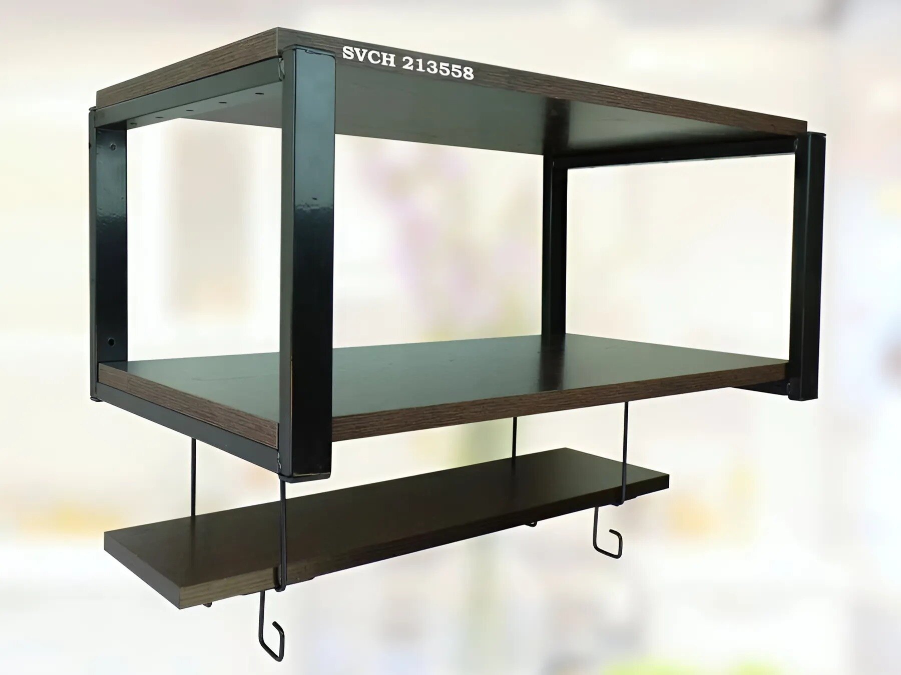 Полка для микроволновки GARROSS "SIBERIA 213558", с подвесной полкой, 2 полки 30х60 см, h 27 см, цвет полок венге