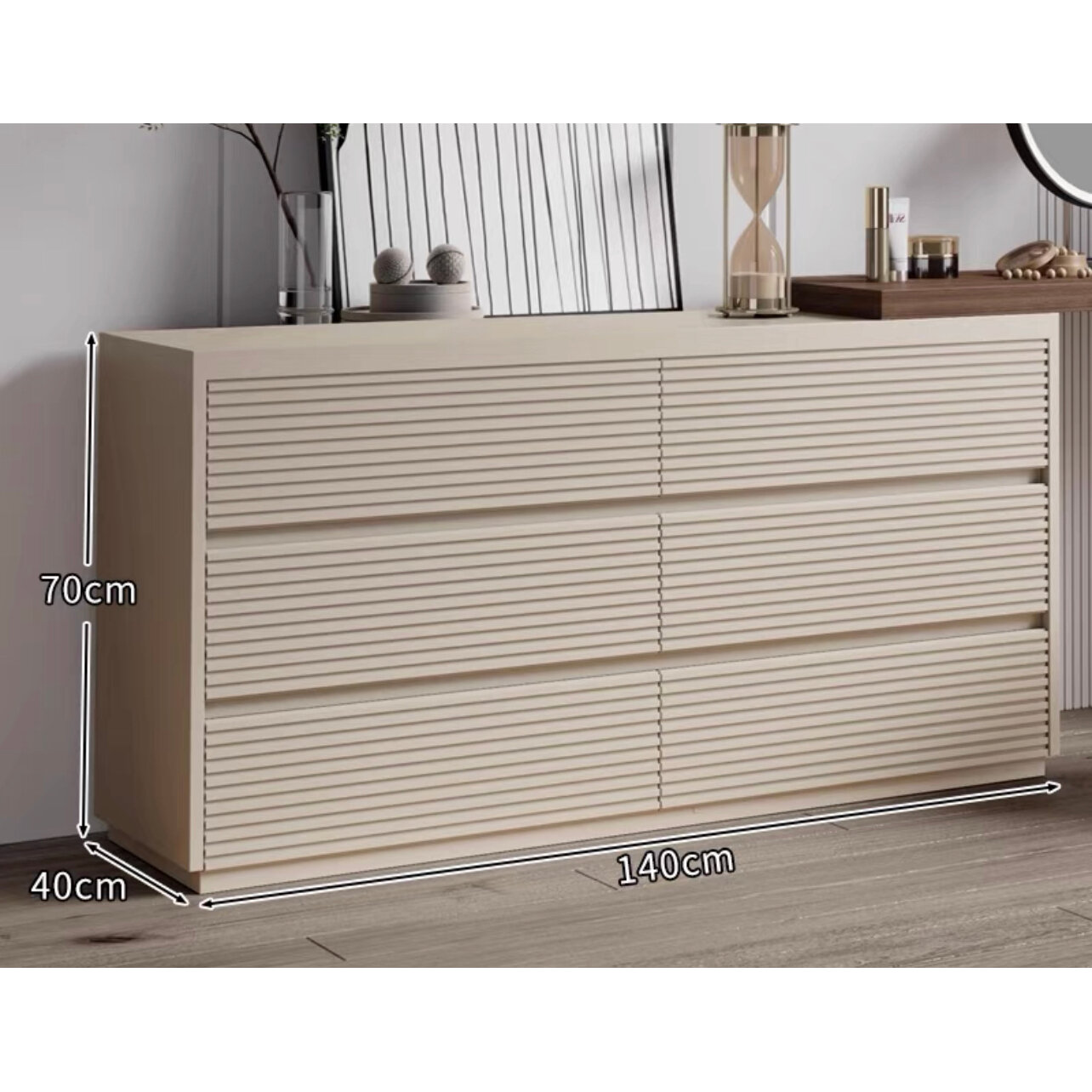 Комод с туалетным столиком Bernard (Комод светло-бежевый / 140см)