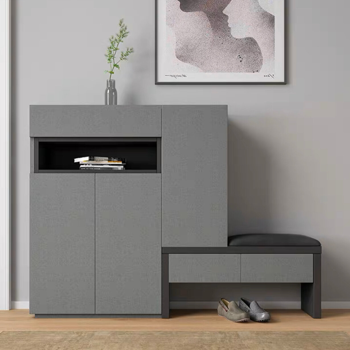 Обувница с пуфом Marcos (Серый)