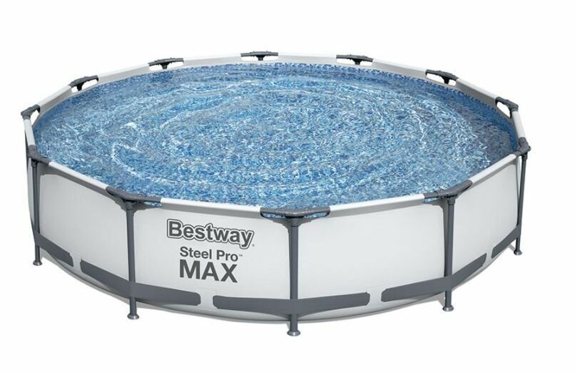 Каркасный бассейн Bestway Steel Pro Max 366х76см, фильтр-насос в комплекте, 6473л, белый
