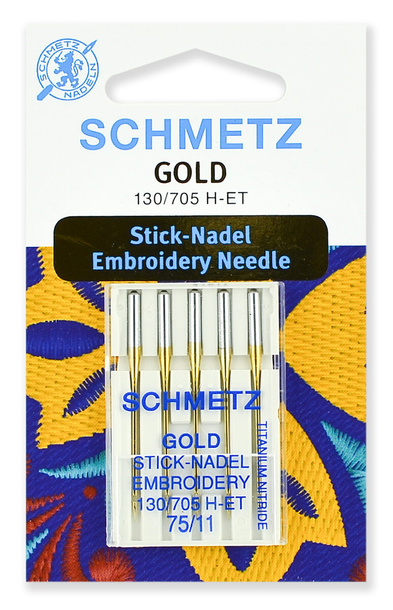Иглы вышивальные GOLD Schmetz 130/705 Н-ET №75, 5 шт.