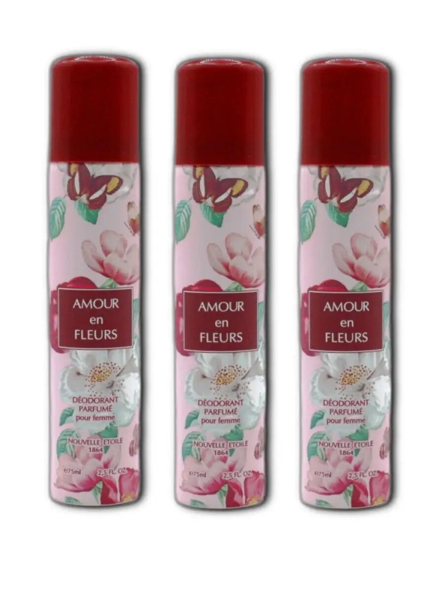 Набор Дезодорант женский "Любoвь в цвeтах" 3шт по 75 мл Новая Заря