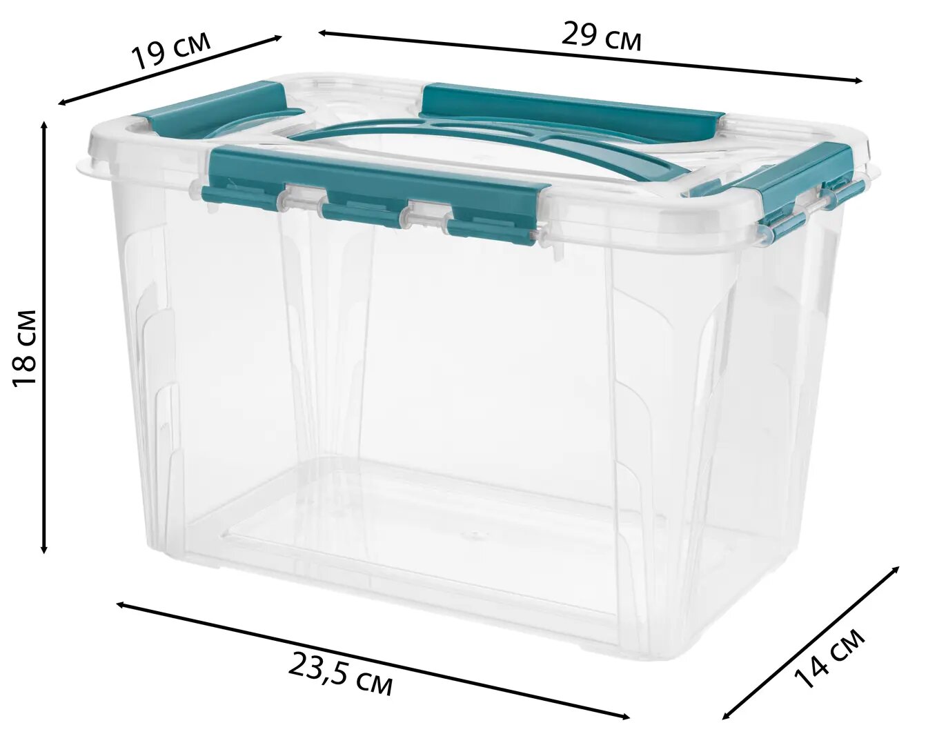 Ящик Grand Box 29x18x19 см 6.65 л пластик с крышкой цвет прозрачный