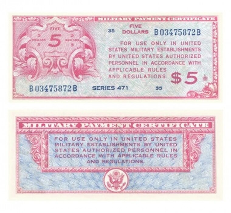 5 долларов 1947 США военный платежный сертификат, сувенирная копия, банкноты и купюры редкие коллекционные
