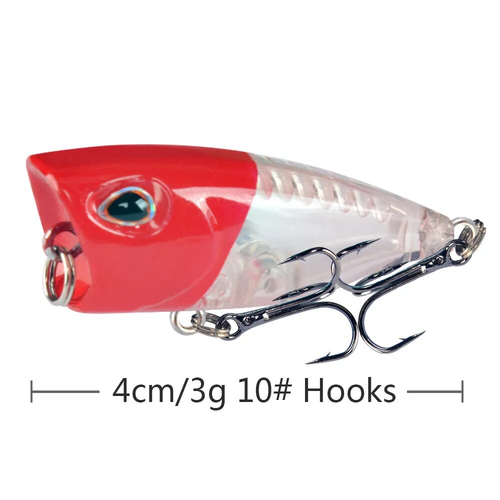 Поппер рыболовный 4 см, 3 г, красный, 10# Hooks