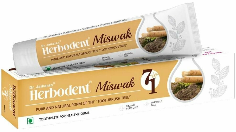 Зубная паста Хербодент Мисвак 7 в 1 для здоровых десен Herbodent MISWAK 7 in 1 Toothpaste, Dr. Jaikaran 100 г.