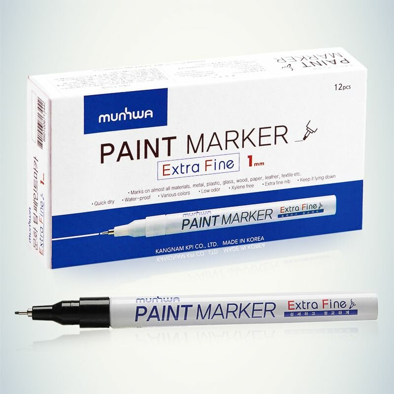 Маркер-краска Extra Fine Paint Marker 1мм, нитрооснова, черный MunHwa