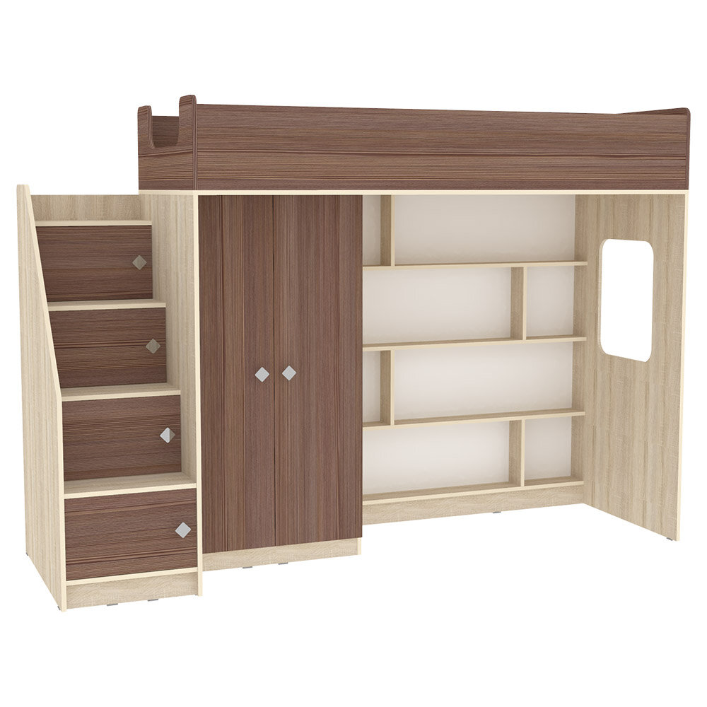 Кровать чердак Л-А602.3 75х190 Дуб Сонома Бодего Темный