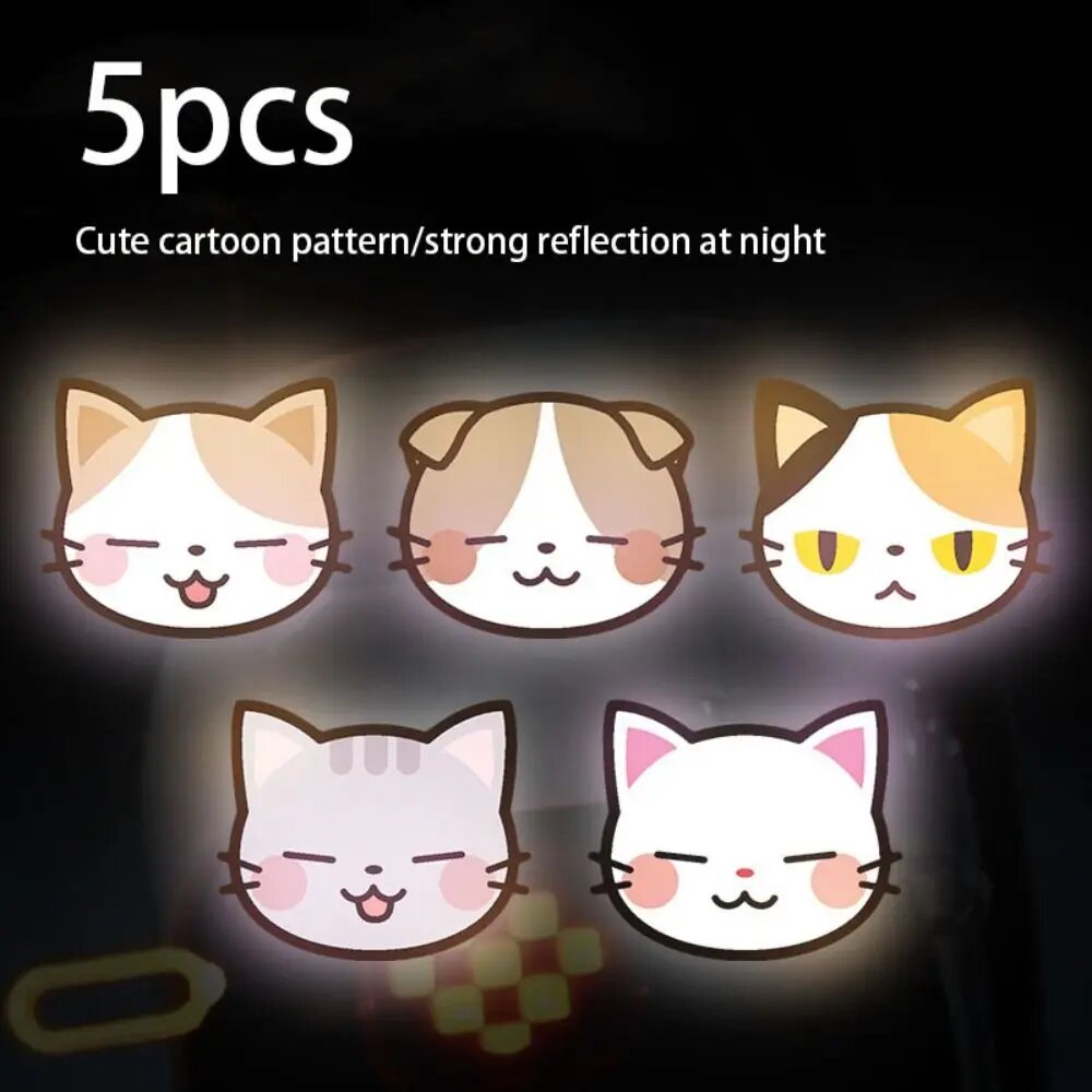 Светоотражающие наклейки на шлем с котиком, 5 шт, style 5