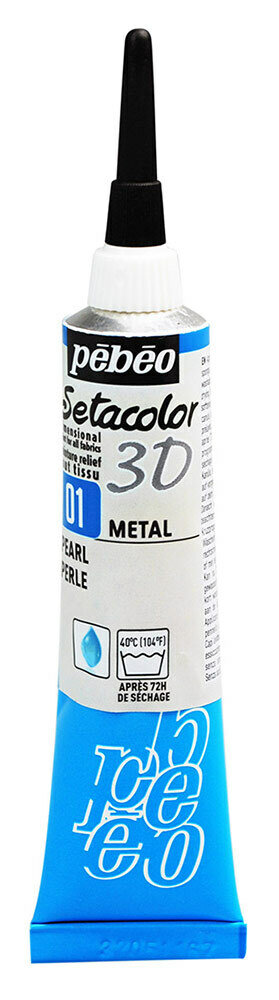 Контурная краска Pebeo по ткани, "металлик", Setacolor, 3D, 20 мл, под жемчуг