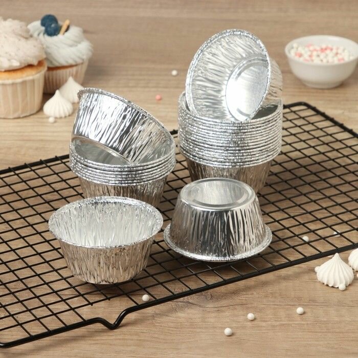 Набор форм для выпечки Доляна из фольги, 8х3,5 см, 50 шт