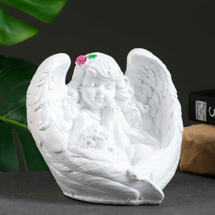 Декоративная фигурка Хорошие сувениры "Ангел мать и дитя" белая, 13х13 см