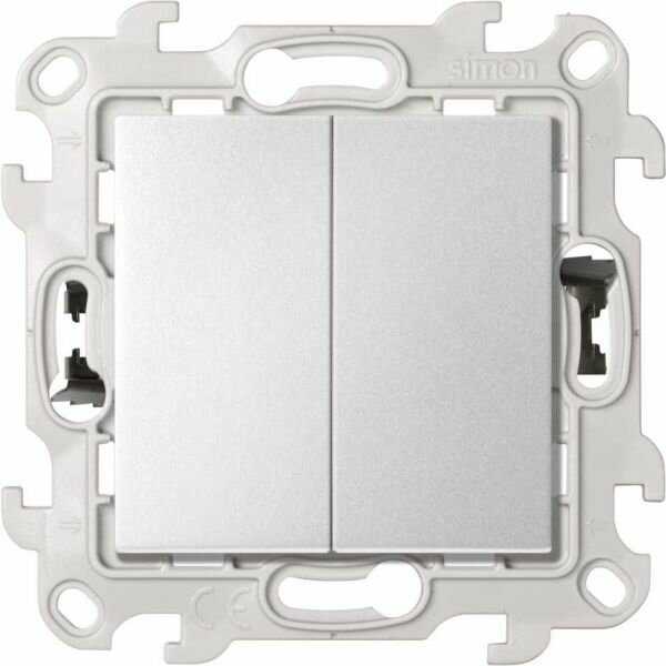 2 шт. Simon 24 Алюминий Двухклавишный выключатель 10AX 250В с системой 2420398-033