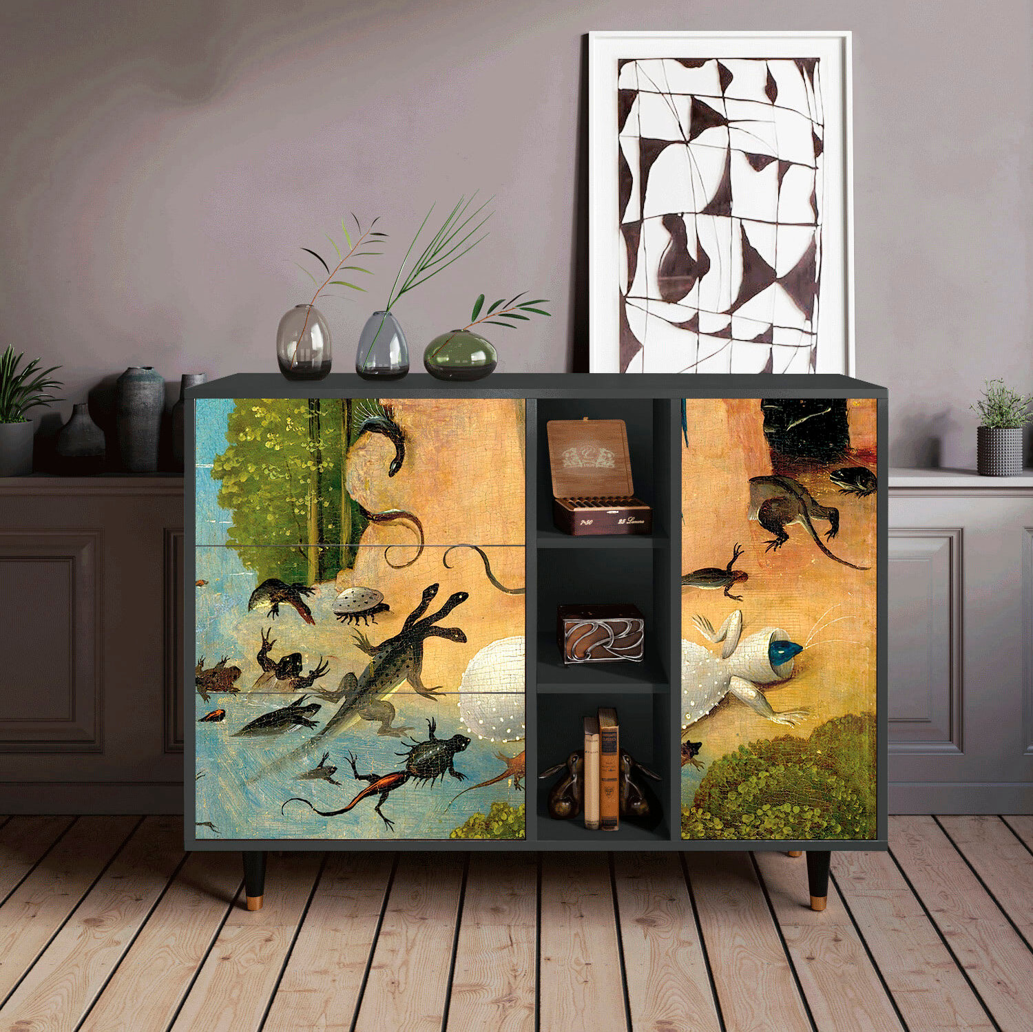 Комод - STORYZ - BS2 The Garden by Hieronymus Bosch, Разер - 125 x 97 x 48 см , Цвет корпуса - Антрацит