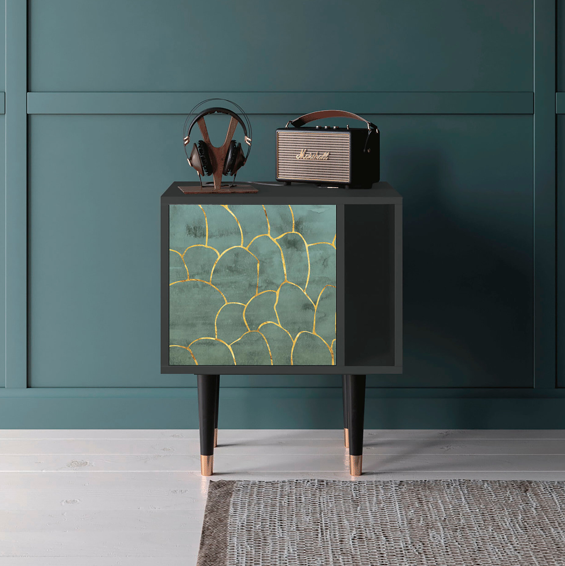 Прикроватная тумба - STORYZ - S2 Magnificent Water Lily, Размер - 58 x 69 x 48 см, Цвет - Антрацит