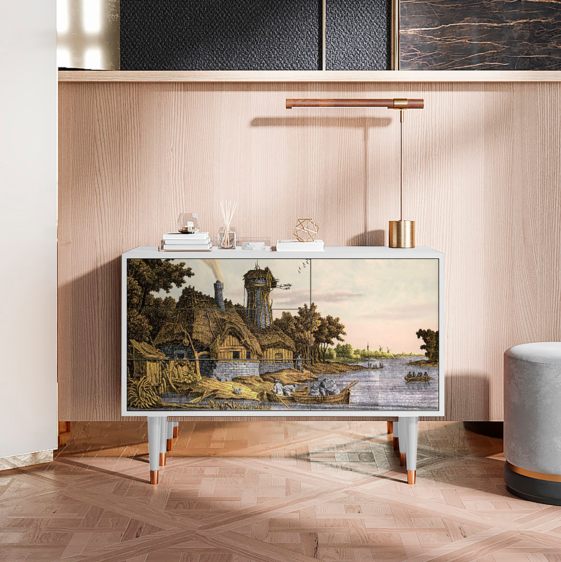 Комод - STORYZ - S3 Mill along a River by Jonas Zeuner, Размер - 115 x 84 x 41 см, Цвет корпуса - , Белый