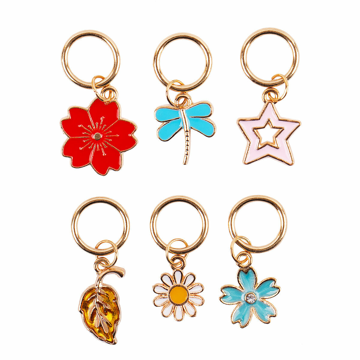 Gamma MKK-06-LJ46 кольца маркировочные из металла фурнитура 6 шт №02 с подвесками лето