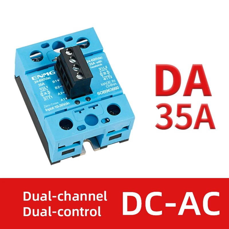 ENMG Новый бесконтактный переключатель 35A75A95A Однофазное твердотельное реле 24 В постоянного тока управление AC 220 В маленький двойной двойной двойной контроль SSR-35DA 50A