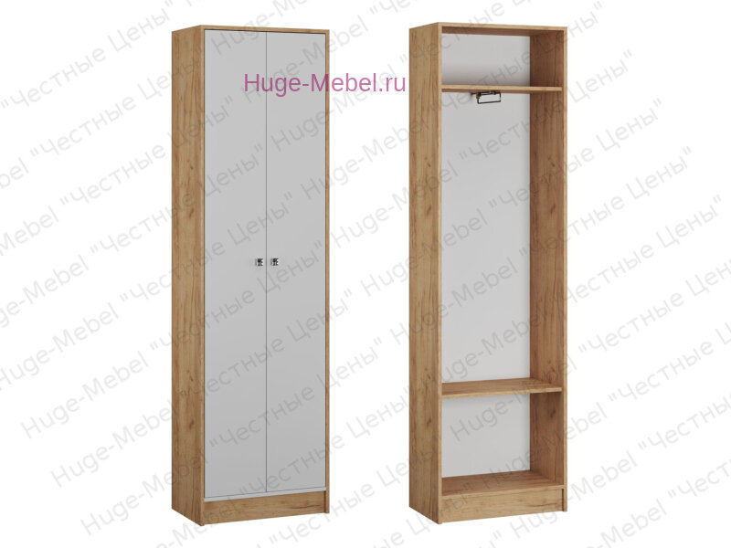 Шкаф платяной "Ямайка ЯПШ-1 крафт" Huge Mebel . Ширина 600 Высота 2100. Шкафы распашные