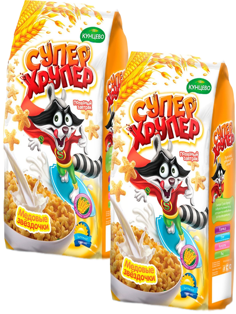Готовый завтрак Звёздочки медовые "Супер Хрупер", 2шт по 200г