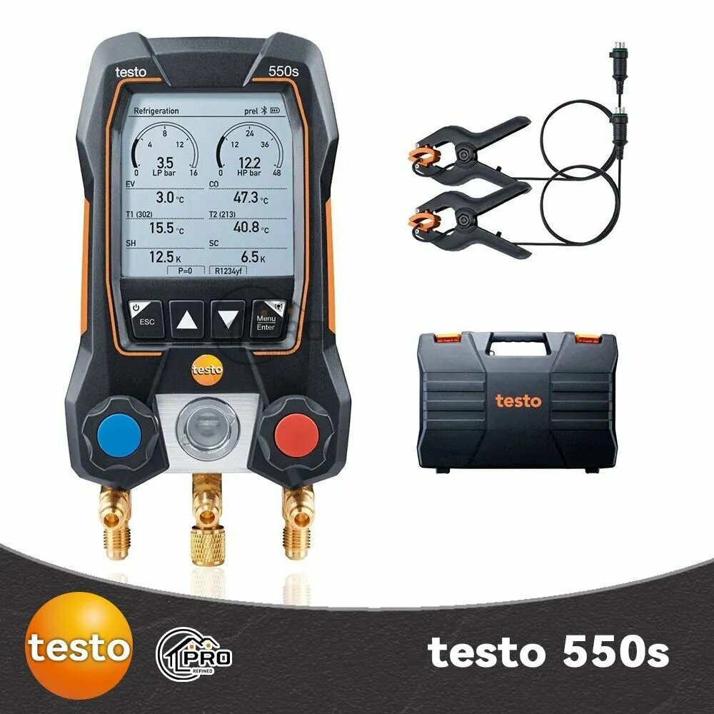 Базовая комплектация testo 550s интеллектуальный цифровой счетчик хладагента с проводным накладным датчиком температуры