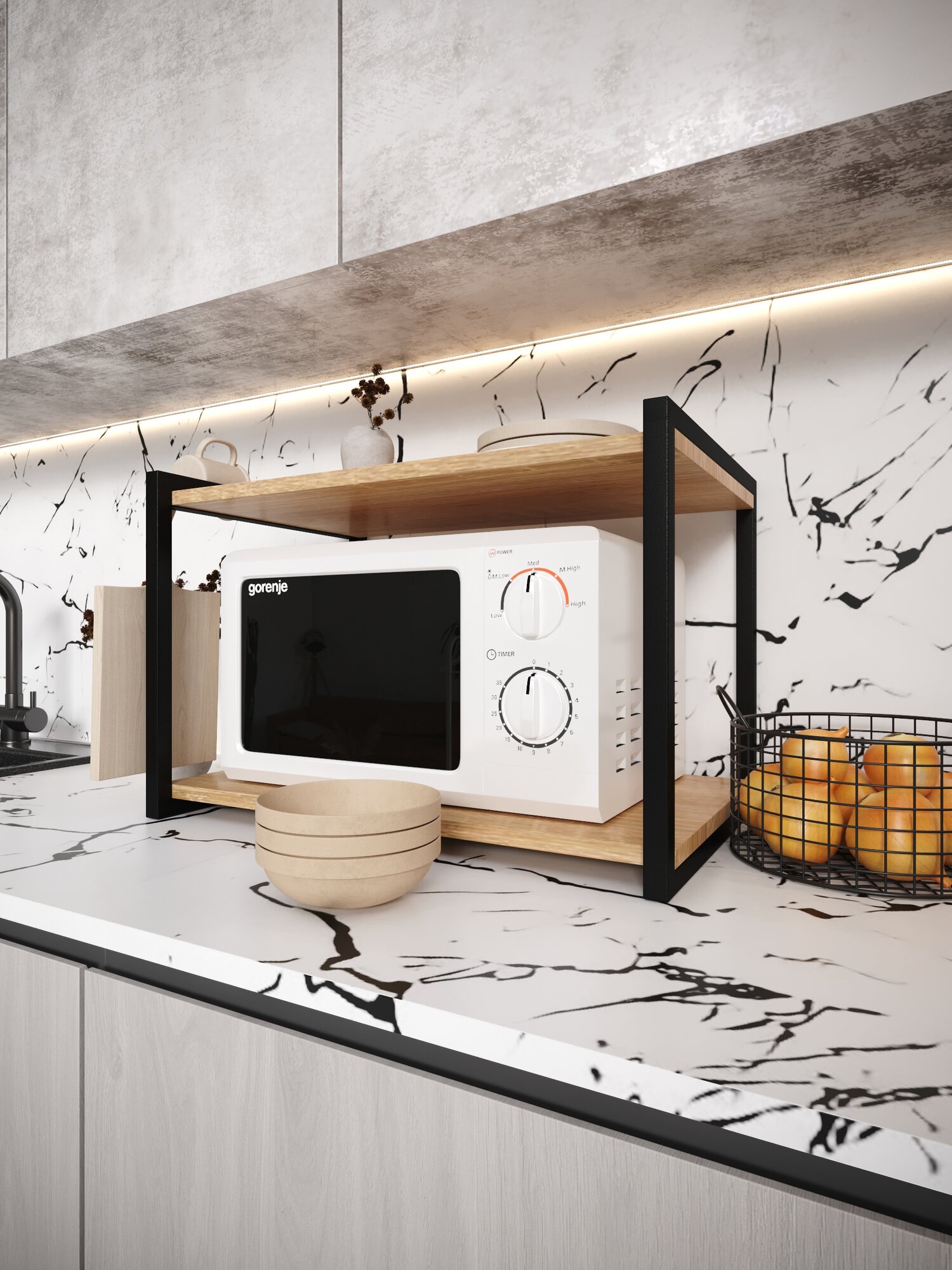 Кухонная полка для микроволновой печи, настенная, из ЛДСП, 16мм, усиленная, металлическая, 20x20мм