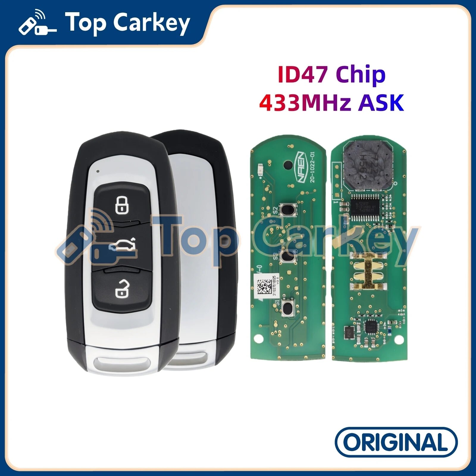 Оригинальный смарт-ключ TopCarkey, чип ID47 433 МГц для Geely GX3 Geely Vision X6 Livan X6 Pro