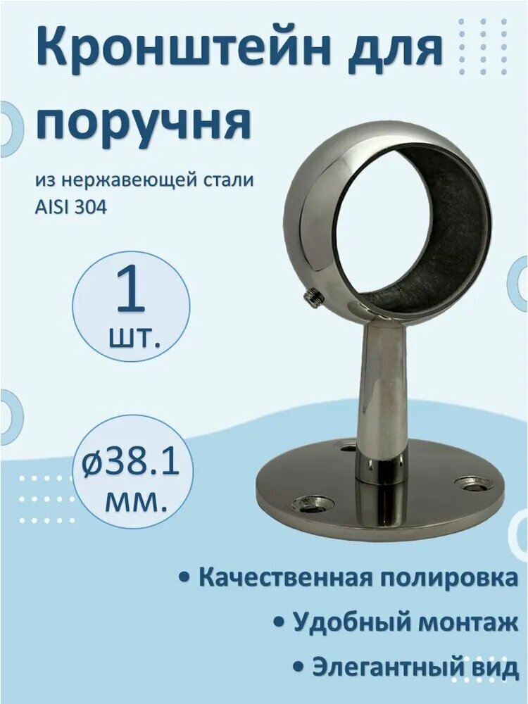 Сквозной кронштейн натеко для пристенного поручня и перил 38.1 мм. (1 шт.)