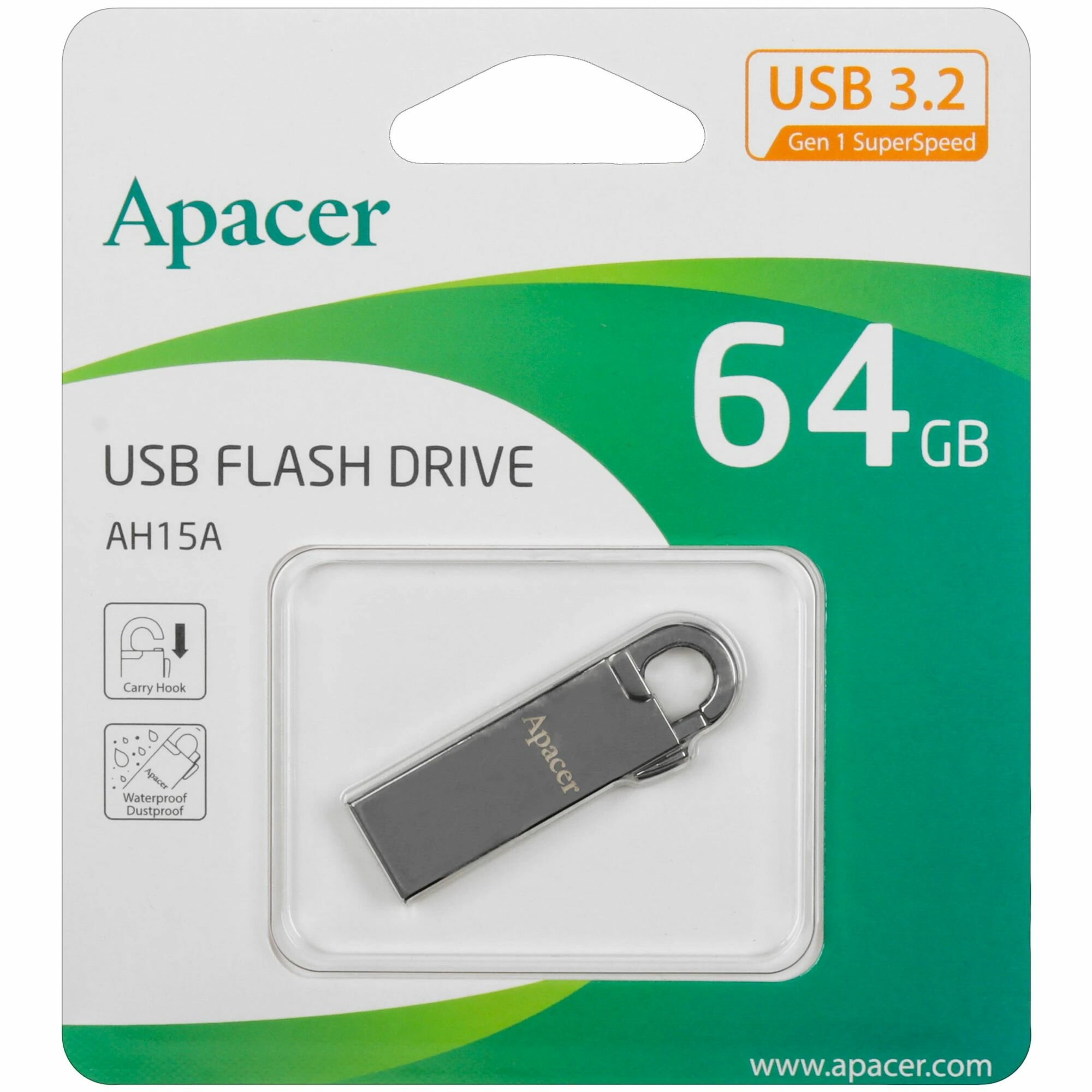 Память USB Flash 64 ГБ APACER AH15A (AP64GAH15AA-1) - USB2.0, USB Type-A