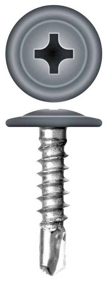 Саморез с прессшайбой 4 2*19 1000 шт RAL 9006 сверло