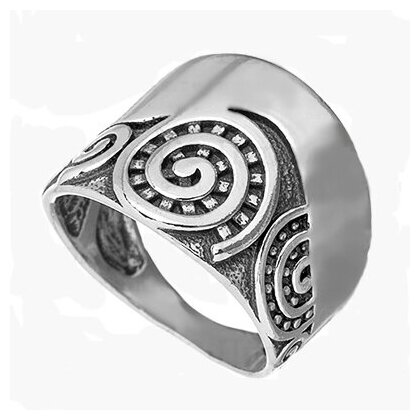 Кольцо широкое, серебро, 925 проба, оксидирование
