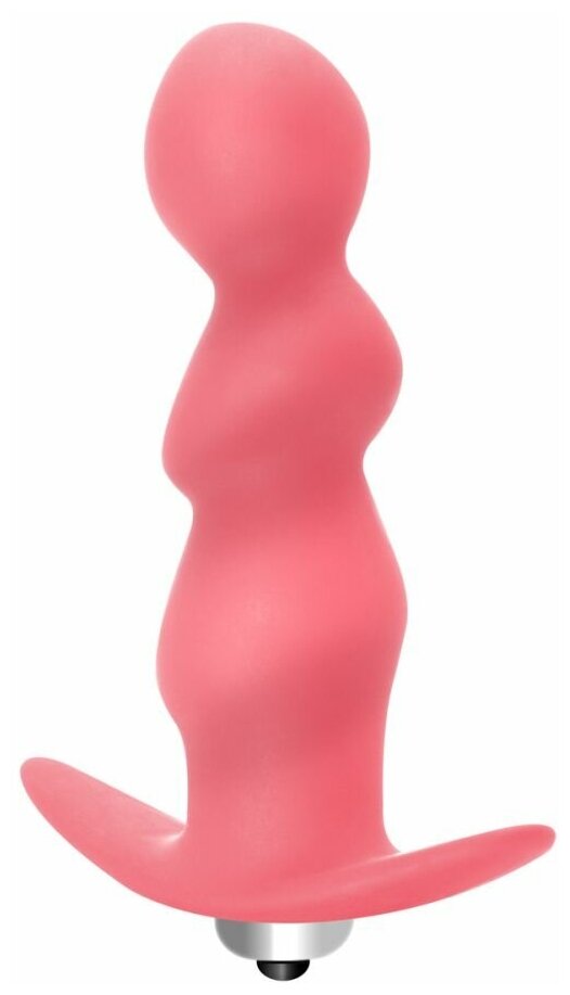 Розовая фигурная анальная вибропробка Spiral Anal Plug - 12 см,12 см,2,6 см, розовый, силикон, с вибрацией, Унисекс, Анальные игрушки