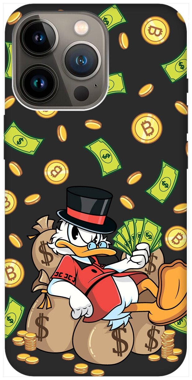 Силиконовый чехол на Apple iPhone 14 Pro / Эпл Айфон 14 Про с рисунком "Rich Scrooge" Soft Touch черный