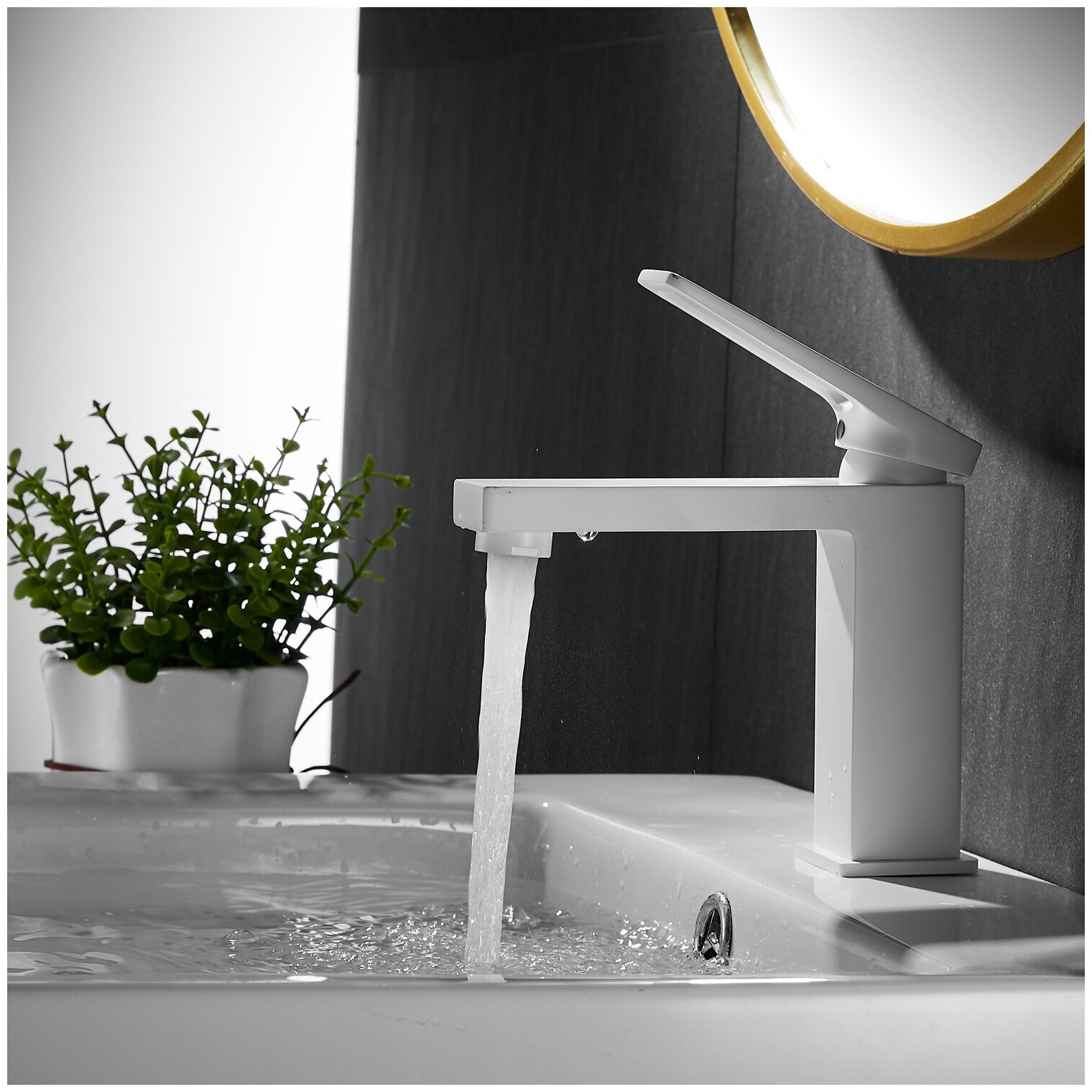 Смеситель Shevanik S6801C, для раковины, латунь, белый, гибкая подводка